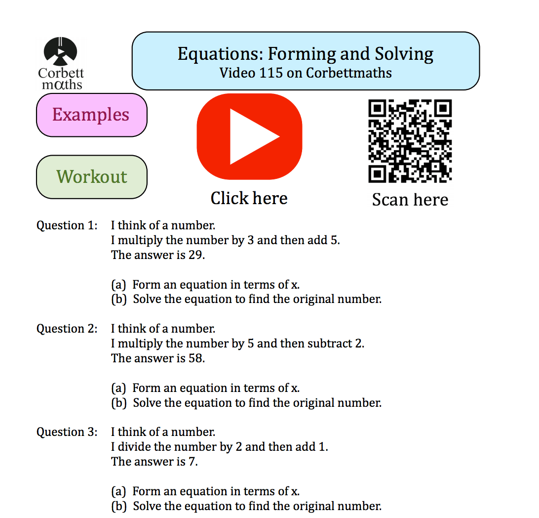 Corbett Maths Answers Solving Equations Tessshebaylo