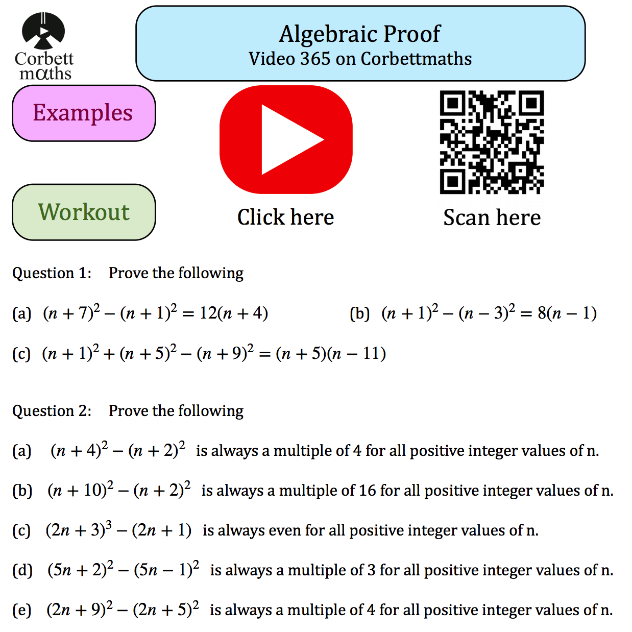 Algebraic Proof Textbook Exercise Corbettmaths