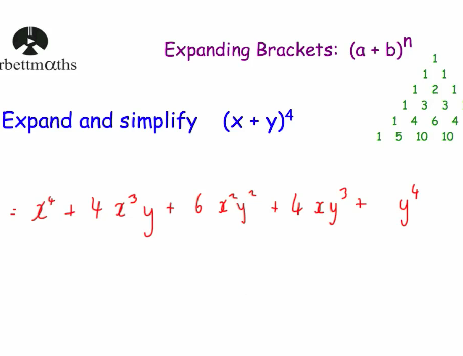 Expanding Brackets Using Pascal S Triangle Corbettmaths